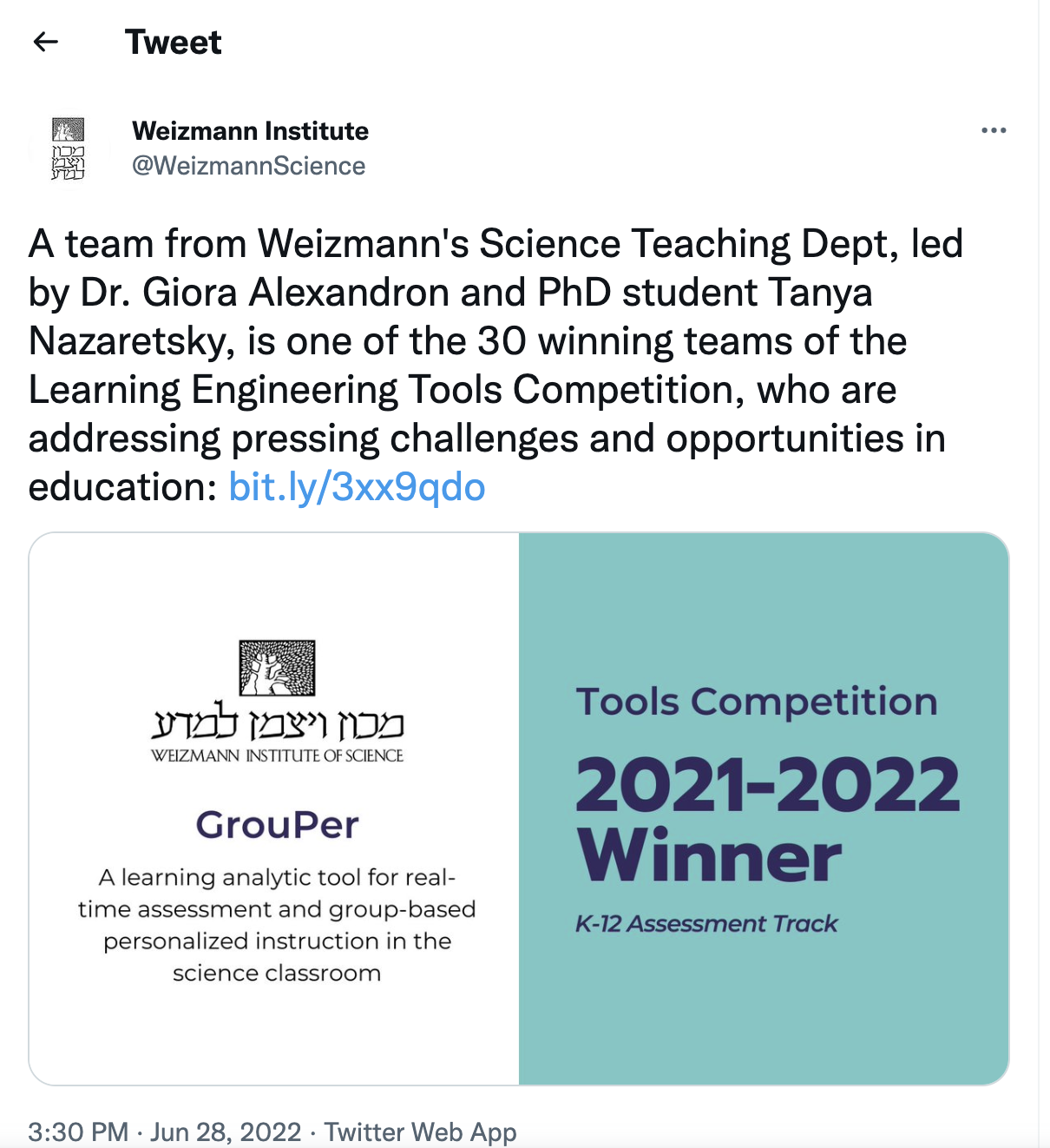 Our team is a Winner of the Learning Engineering Tools Competition!!! | Dr. Giora Alexandron's Lab